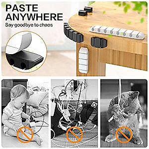 Adhesive Cord Holders 10 Pack, Cable Clips,Ideal Cable Cords Management for Organizing Cable Wires-Home, Office, Car, Desk Nightstand-White