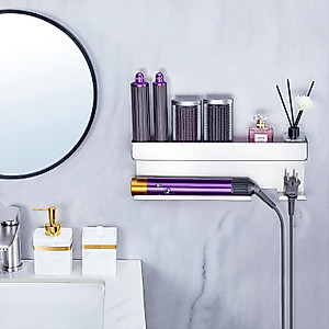 YAYINLI Blow Dryer Holder Wall Mounted Hair Dryer Holder, Blow Dryer and Curling Iron Holder for 7 in 1 Styler Attachments, Stainless Steel Straightener Holder, Bathroom Hair Tools Organizer Storage