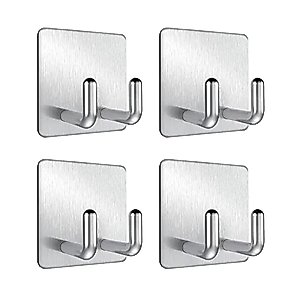 Razor Holder for Shower - 4PCS Shaver Holder for Shower Wall, Self Adhesive Inside Shower Hook Waterproof Stainless Steel Holder Stand Bathroom Kitchen Organizer Shaver Towel Loofah Bathrobe Coat Hook