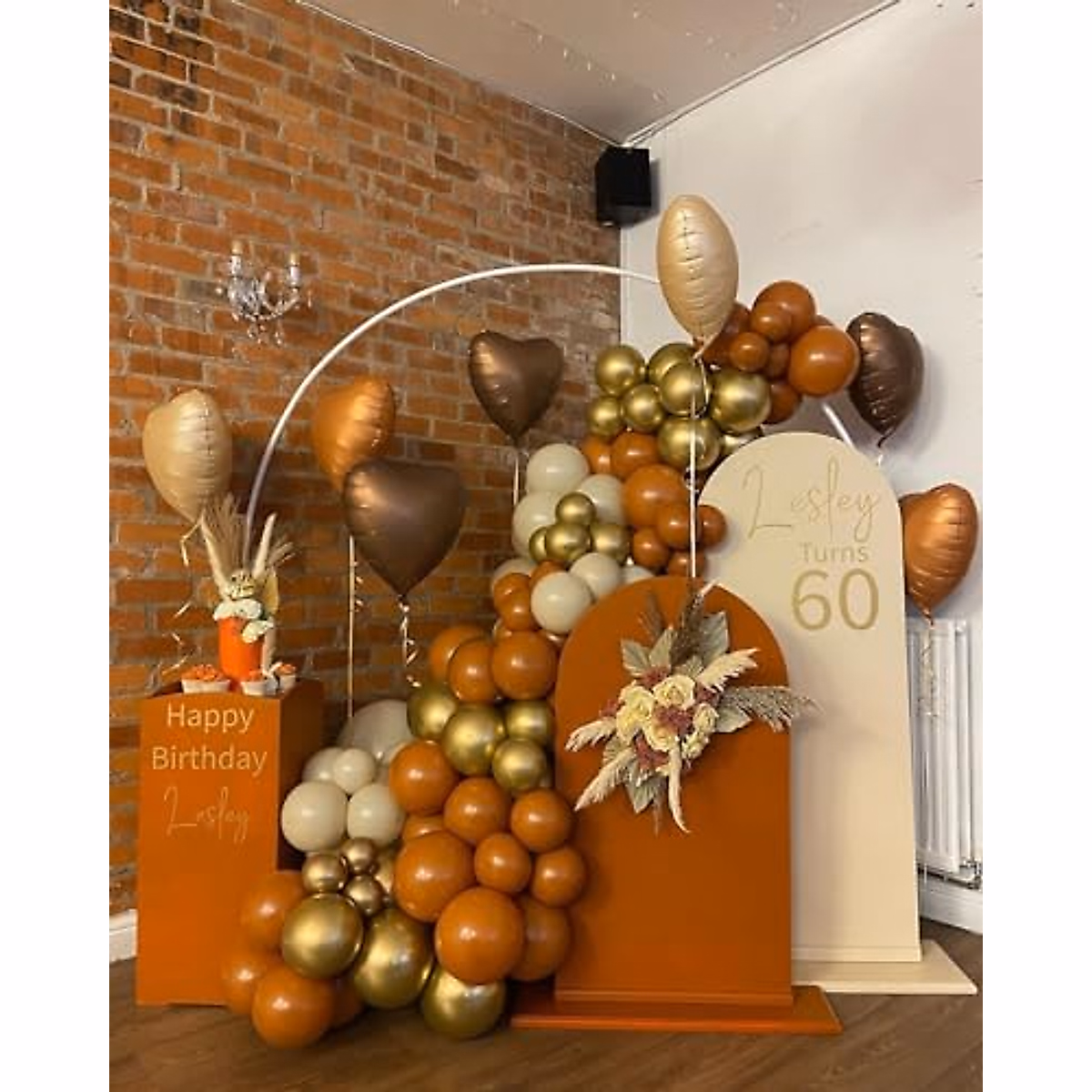 121pcs Fall Balloon Garland Arch Kit Double Stuffed Burnt Orange Balloons Double Stuffed Terracotta Rust Balloons for Thanksgiving Autumn Birthday Party Wedding Decorations