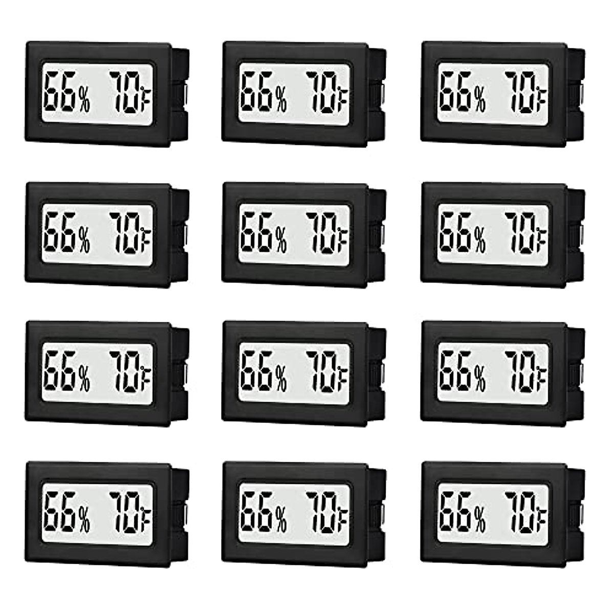 12 Pack Mini Small Digital Hygrometer Thermometer Indoor Temperature and Humidity Meter Gauge with Temp Humidity Sensor Monitor Fahrenheit (℉) for Jars,Home,Room