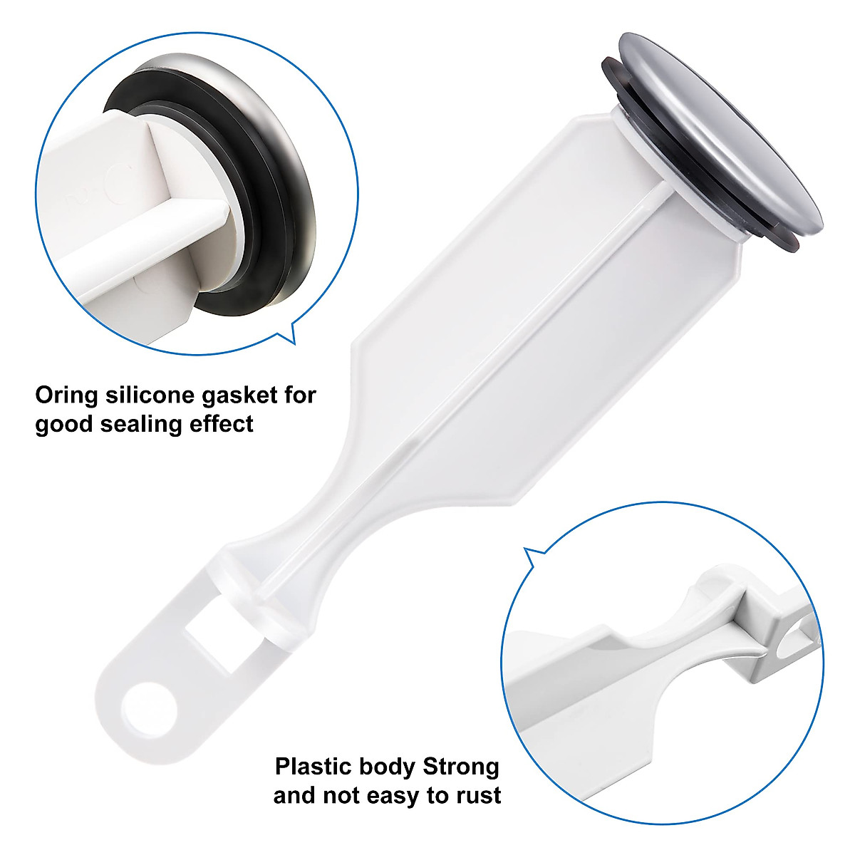 Enhon 2 Hole Pop Up Stoppers, Chrome Bathroom Sink Stopper fits Most Pop Up Drain Design, 4-1/2 Inch Tall, 1-3/8 Inch Cap Diameter, with Gasket Seal, Compatible with PF WaterWorks PF0240 (3 Pack)