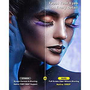 Outdoor Movie Projector Bluetooth 5.0 - BIGASUO Native 1080P Projector with Digital Zoom&HiFi Stereo, 280ANSI Home Portable Projector Compatible HDMI,USB,AV,TV[100''Screen Included]