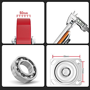 Castors Swivel Castor Wheels, Swivel Trolley Furniture Caster With Brakes,For Trolleys, Industrial Use And Moving Furniture, 360 Degree Swivel Castors,Brake Heavy Duty Caster Wheels, 4 Pieces Red cast