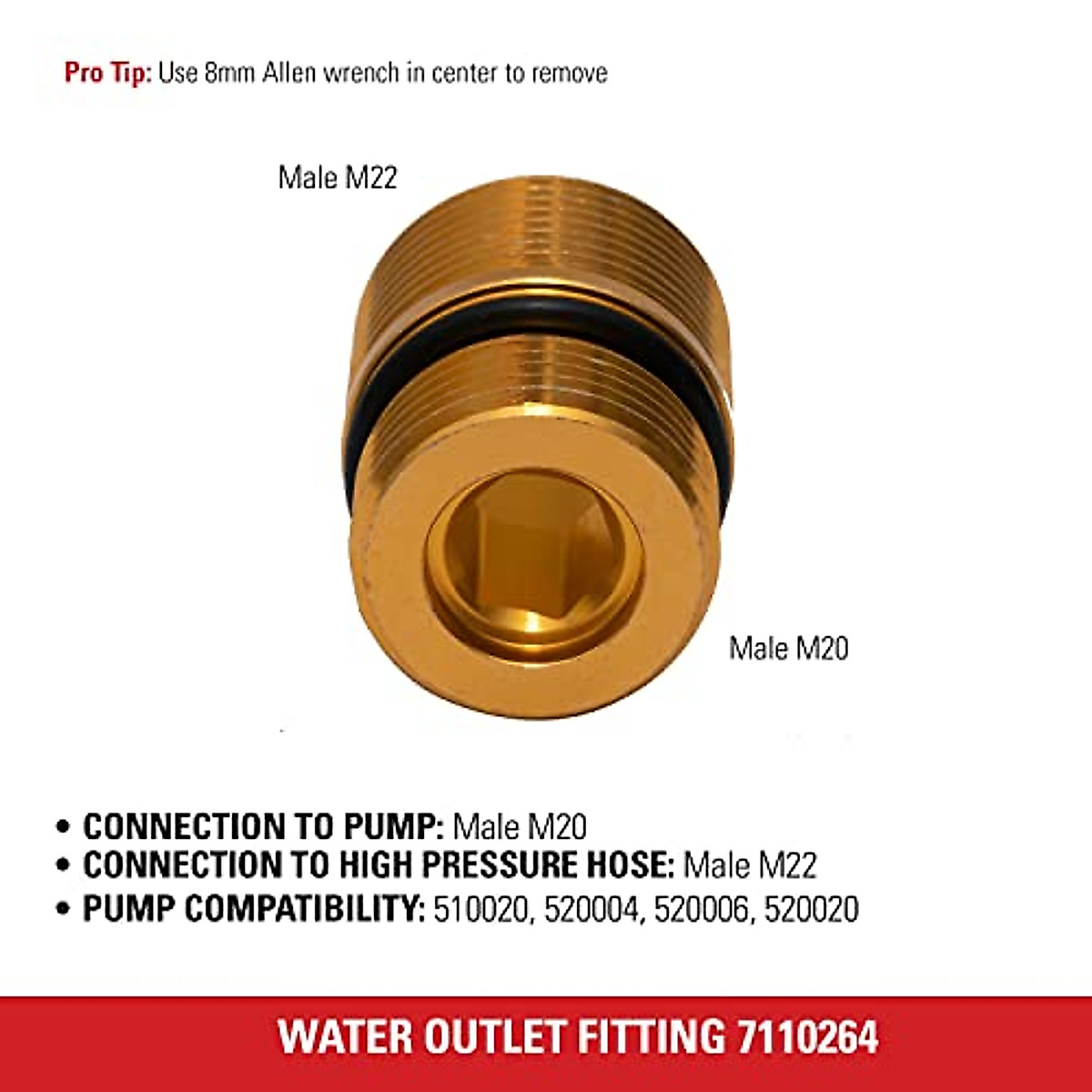 Simpson Cleaning 7110264 Water Oulet Fitting for OEM Technologies 520004 and 520006 Axial Cam Pressure Washer Pumps, Gold