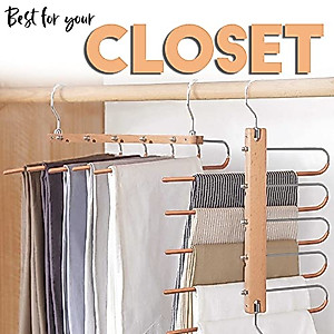 2 Pcs Pants Hangers Space Saving , Pants Rack Hangers , Foldable Hangers , Metal Layer Hanger Trouser Hanger , Multifunctional Trouser Hanger , Closet Jeans Organizer , Single Trouser Hanger.