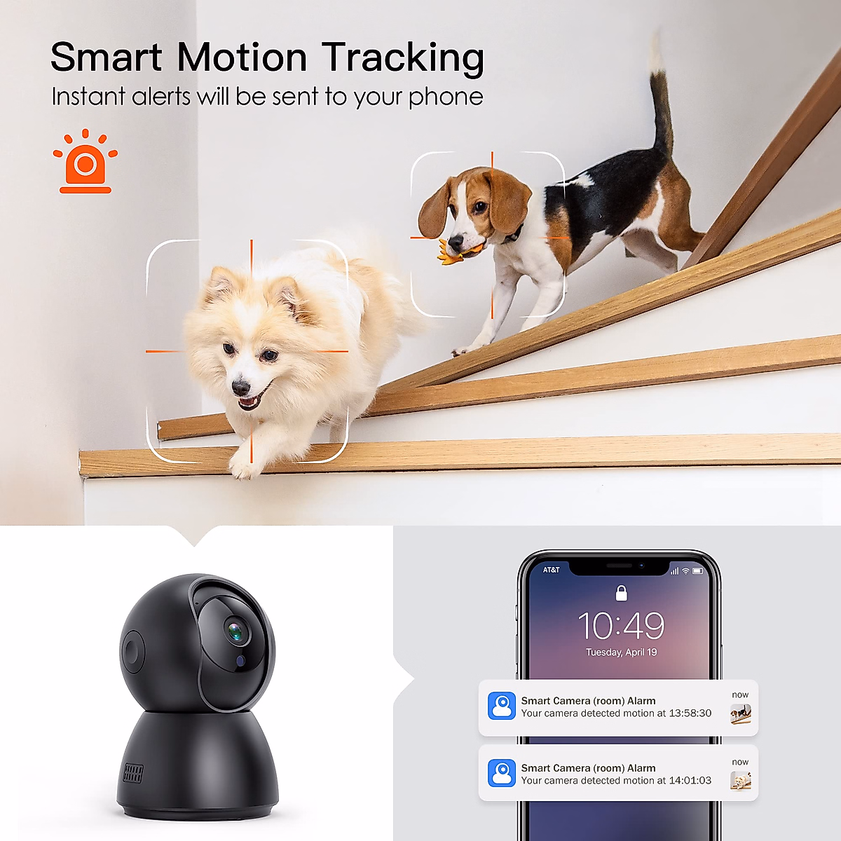 Menggood 2.5K HD Indoor Camera with SD Card-Black