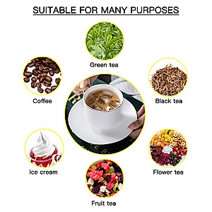 CHILDIKE Ceramic Demitasse Espresso Cups Set with Saucers and Metal Stand, 7 oz Porcelain Stackable Cappuccino Cups for Tea, Latte, Coffee, Cafe Mocha, Set of 6, Matte White