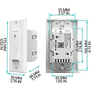 Smart Light Switch WiFi Wall Switches Work with Alexa/Google Home Voice Control, Smart Life App, No Hub Required, Single Pole 1 Way, Standard Plate, Neutral Wire Needed