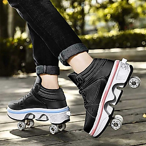 LDRFSE LED Women Deformation Roller Skate Shoes - Shoes That Turn Into Rollerskates - Retractable Roller Shoes for Men - Kick Rollers - Skating Shoes - Double-Row Walking Shoes with Invisible Wheels