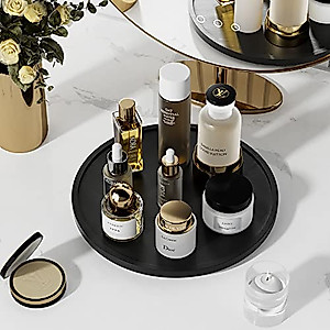 Homerays Lazy Susan Organizer 12 Inch Non-Skid Bamboo Lazy Susan for Kitchen Rotating Spice Rack for Kitchen Cabinet, Wood Turntable for Kitchen Countertop Organizer Black