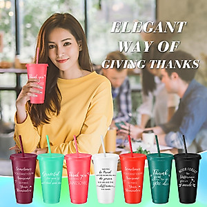 Zhehao 20 Pcs Thank You Cup Tumblers Employee Appreciation Gifts Bulk, 24 oz Plastic Coffee Cups with Straws and Lids, Team Gifts for Staff Coworker Friends(Bright Colors)