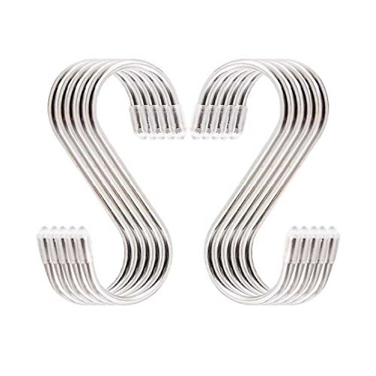 JINHEZO Premium 10-Pack Larger Round S Shaped Hooks in Polished Stainless Steel Metal, Hangers Hanging Hooks for Kitchen, Work Shop, Bathroom, Garden, Kitchenware Pots Utensils, Clothes, Bags, Towels