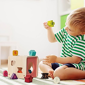 Battat – Shape Sorter For Toddlers, Kids – Wooden Learning Cube – 10 Colorful Wood Shapes With Numbers – Count & Sort Cube – 1 Year + – Count & Sort Cube