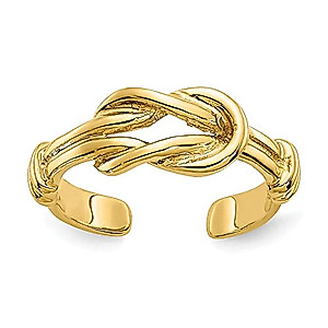 IceCarats 14K Yellow Gold Love Knot Adjustable Toe Ring Open Midi Band Summer Beach Jewelry