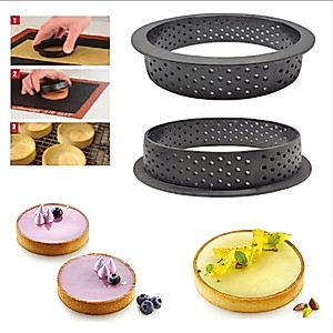 JUST N1 8 PCS Tart Rings Perforated Cake Mold Round Shape Mousse Circle Ring, Circle Tartlet, Perforated Mold Cake Decorating