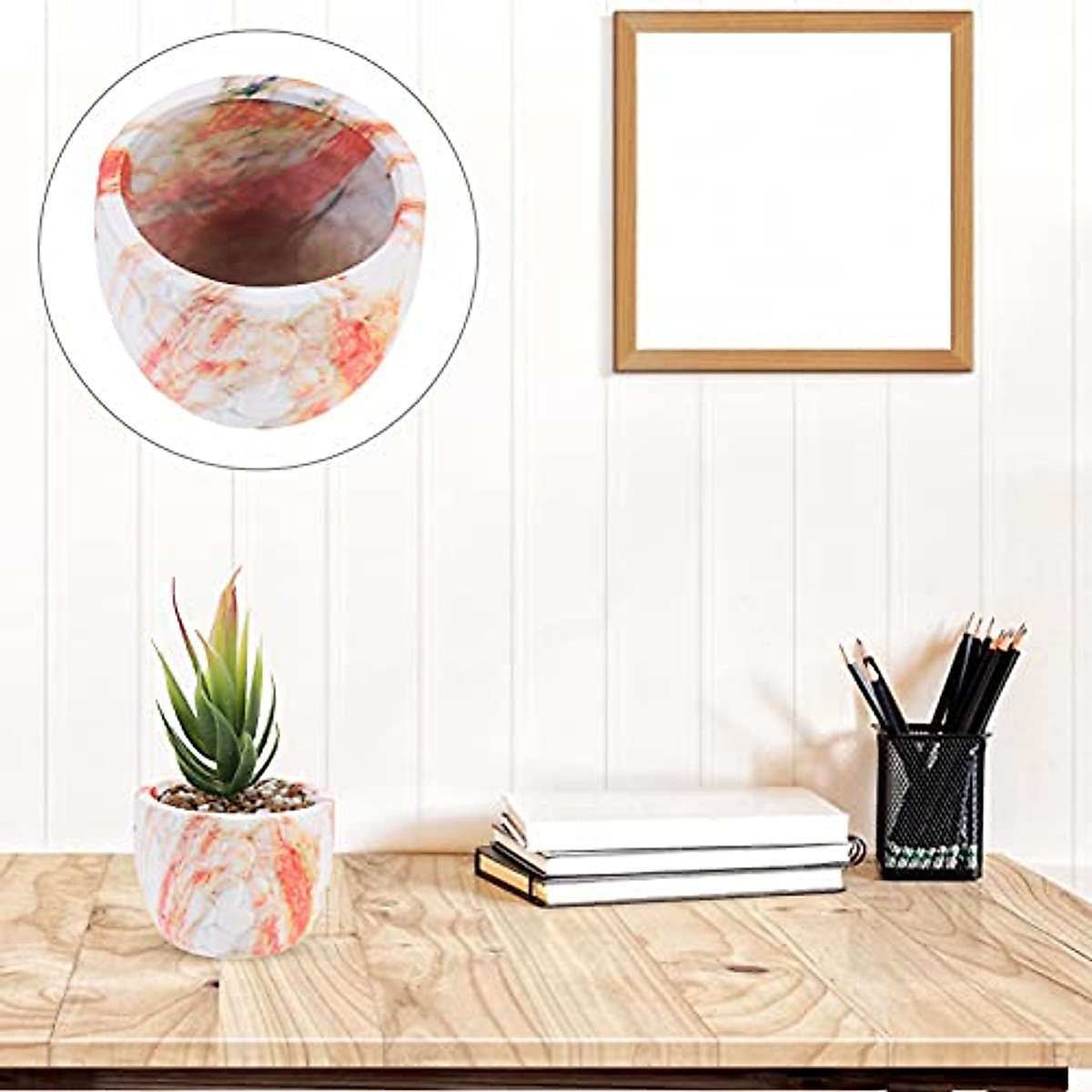 Veemoon Ceramic Home Pots Mini Holder Vase Desktop Arrangement Flower Bud Balcony Drainage Texture Air Outdoor Bonsai Center Ornament Pattern Marbling Plants Plant A Container Garden