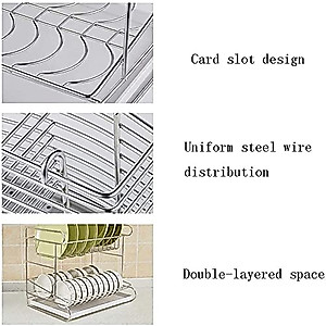 Plate Rack Draining Dish Rack 2 Tier Dish rack 304 Stainless Steel Dish Drainer Rack Holder Dish Drying Rack with Removable Draining Pan Plate Holder