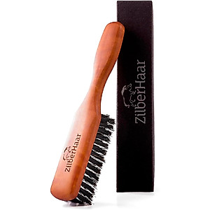 Beard Brush by ZilberHaar - Stiff Boar Bristles - Beard Grooming Brush for Men - Straightens and Promotes beard growth - Works with Beard Oil and Balm to Soften Beard – For beard kits - 6 inches long