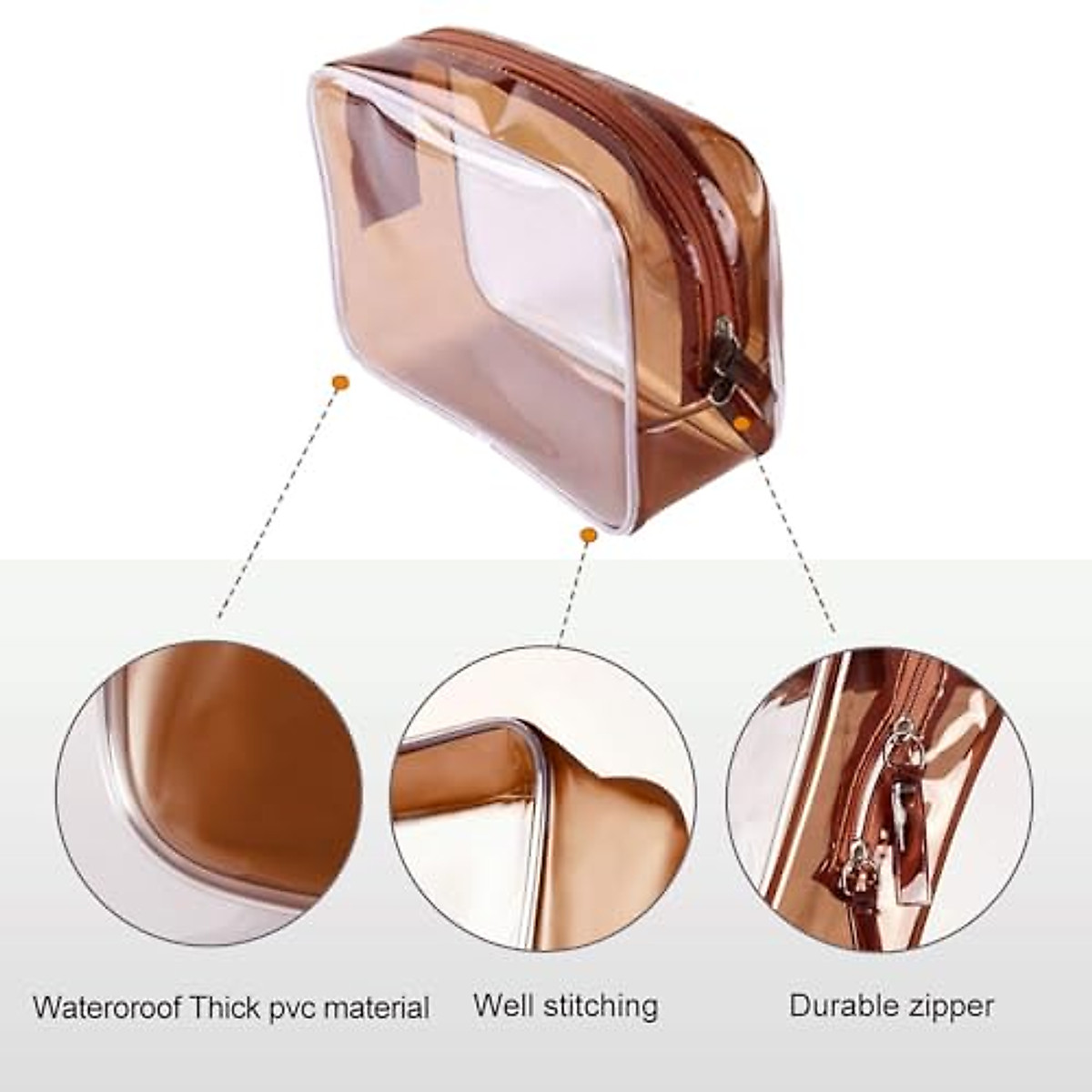 Clear Makeup Bags, 4pcs Cosmetic Makeup Bags Set TSA Approved Transparent Travel Toiletry Bag Waterproof Leakproof Carry On Airport Cosmetic Organizer Pouch with Zipper for Women Men