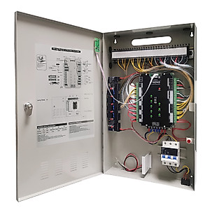 Visionis VS-AXESS-4DLX Version 2 Four Door Professional Access Control Panel Controller Board and Power Supply Cabinet with TCP/IP Wiegand Software 20,000 Users + Fire Alarm Extension Board