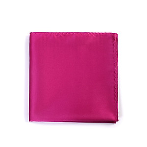 fortunatever Mens Solid Satin Neckties With Gift Box+Pocket Square(Magenta)
