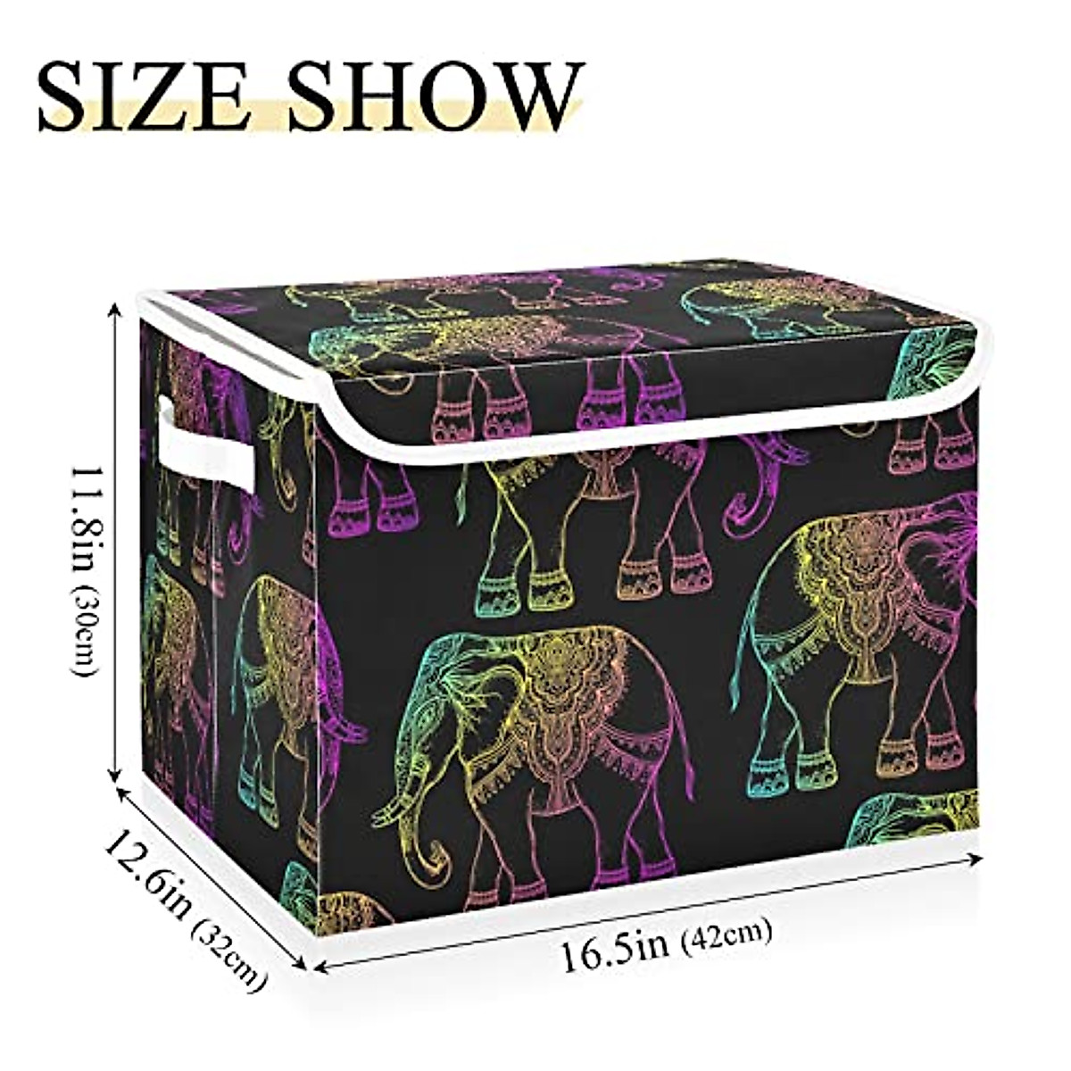innewgogo Elephant Storage Bins with Lids for Organizing Closet Organizers with Handles Oxford Cloth Storage Cube Box for Books