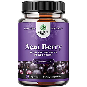 Acai Berry Capsules Antioxidant Supplement - Acai Berry Cleanse Superfood Supplement for Brain Booster Heart Health and Natural Energy Boost - Acai Capsules and Memory Supplement for Brain Health