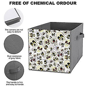 Skull Pattern Collapsible Storage Bins Basics Folding Fabric Storage Cubes Organizer Boxes with Handles