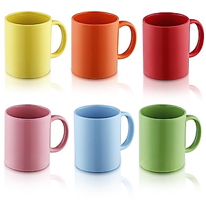 Evanda Coffee Mugs Set of 6 Pieces 12oz, Ceramic Cups with Handle for Latte, Hot Tea, Cappuccino, Mocha, Cocoa, Milk, Dishwasher Safe, Mutil Colors