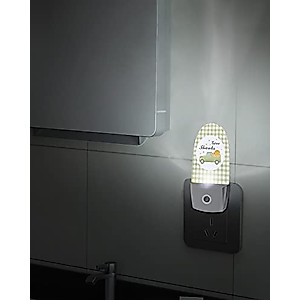 Singingin Fall Night Light for Kids Thanksgiving Green Truck Pull Pumpkin Cold White LED Nightlight Plug in Wall 1.7x4 inch Night Light with Dusk to Dawn Sensor Nightlight for Children Room Decor