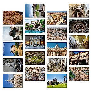 Dear Mapper Vatican City Vintage Landscape Postcards Pack 20pc/Set Postcards From Around The World Greeting Cards for Business World Travel Postcard for Mailing Decor Gift