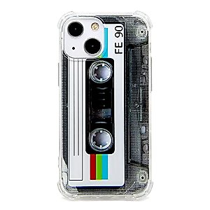 FAteamll Case for iPhone 13 Mini, Matte Finish Heavy Duty Soft Back Cover with Reinforced Corners TPU Soft Bumper Retro Cassette Tape Case Compatible with iPhone 13 Mini 5.4 Inch