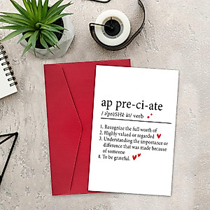 ONECHI Cute Appreciate Definition Card, Funny Thank You Card for Him Her, Lovely Thankful Greeting Card for Teacher Boss