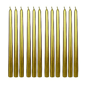 Zest Candle Inch, Metallic Bronze Gold 12-Piece Taper Candles, 12 inch, Count