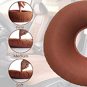 2 Pack Donut Pillow for Tailbone Pain, Hemorrhoid Seat Cushion, Inflatable Donut Cushion Seat with A Pump, Round Wheelchairs Seat Cushion for Home, Car or Office Chair (15" Light Blue & Brown)