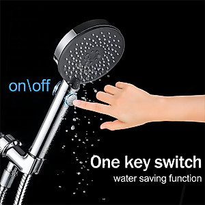 Iopsk High Pressure Shower Head with Handheld 4 Mode With On/Off Switch Hand Held Shower Head With Hose Detachable Hand Held Shower Head Chrome Finish