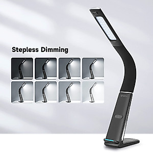 rigors LED Desk Lamp with Wireless Charger, USB Charging Port, Stepless dimmable brightness, Natural Lights, Desk Lamps for Home Office, Table Lamp Eye Caring Reading Light, Gesture Control desk light