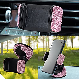 Ecmln Bling Car Phone Holder,Rhinestone Bling Crystal Car Phone Mount,with One Air Vent Base,Universal Cell Phone Holder for Dashboard,Windshield and Air Vent (Pink)