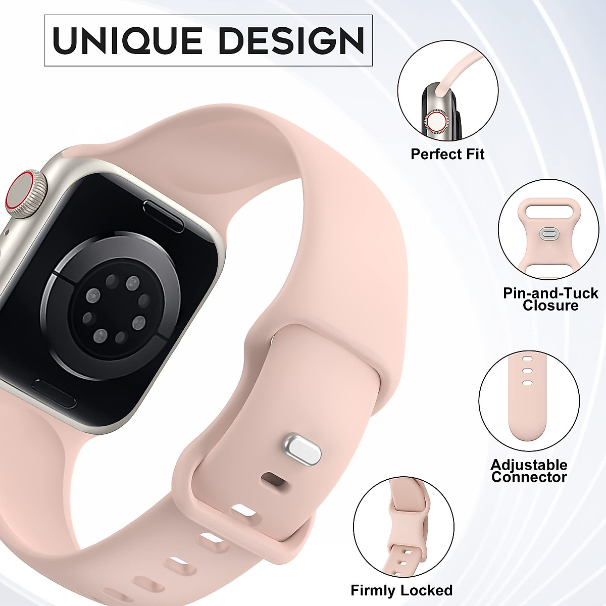 6 Pack Sport Bands Compatible with Apple Watch Band 38mm 40mm 41mm 42mm 44mm 45mm 49mm,Soft Silicone Waterproof Strap for iWatch Ultra2 Series 9 Ultra 8 7 6 5 4 3 2 1 SE Women Men (Black/White/Pink