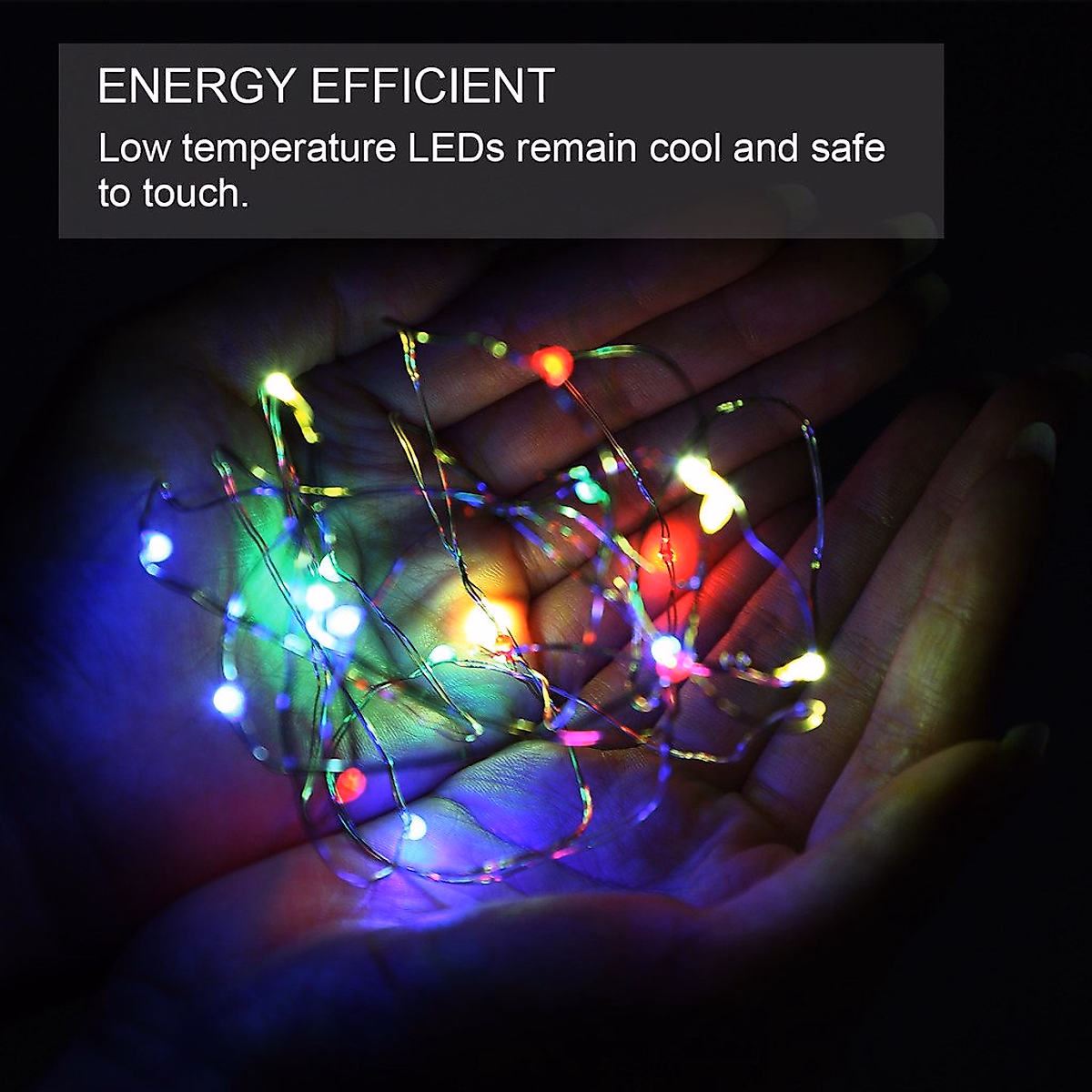 NONMON LED String Lights, 2M/6.6ft 20 LEDs Micro Silver Wire Indoor Battery Operated Fairy String Lights Festive Lights - Multicolored