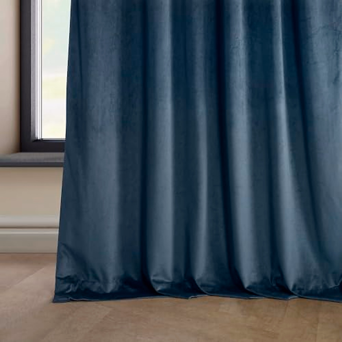 HPD Half Price Drapes Heritage Plush Velvet Curtains 96 Inches Long Room Darkening Curtains for Bedroom & Living Room 50W x 96L, (1 Panel), Avalon Blue