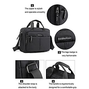 Men's Messenger Bag Nylon Crossbody Shoulder Bag Waterproof Casual Black Handbag Purse for Travel Work, Black