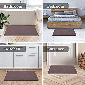 FairOnly Bath Mat Rug Thin Under Door Bathroom Floor Mats Rubber Non Slip Super Absorbent Bathroom Rugs for Bathtub Shower Sink Bathroom Under Door, 17" x 24", Brown