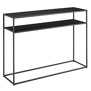 Crosley Furniture Braxton Sofa Console Table with Storage Shelf for Hall, Entryway, or Living Room, Matte Black