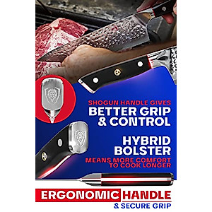 DALSTRONG Chef Knife - 8 inch Blade - Shogun Series ELITE - Damascus - Japanese AUS-10V Super Steel - G10 Black Handle - Razor Sharp Kitchen Knife - Professional Full Tang Knives Chef's Knife - Sheath