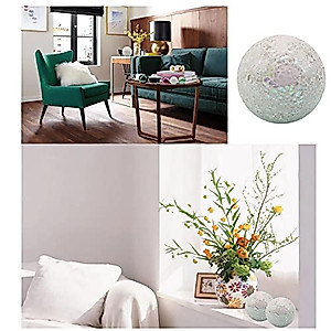ZningEsxi Round Glass Solid Orbs 3Pcs 2.6 Inch Mosaic Crackl Balls Vases Tray Table Centerpiece Decor Wedding Christmas Decorative (Gradient White)