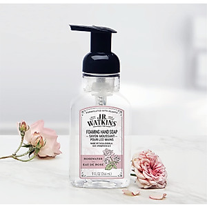 J.R. Watkins Foaming Hand Soap with Pump Dispenser, Moisturizing Foam Hand Wash, All Natural, Alcohol-Free, Cruelty-Free, USA Made, Rosewater, 9 fl oz, 3 Pack