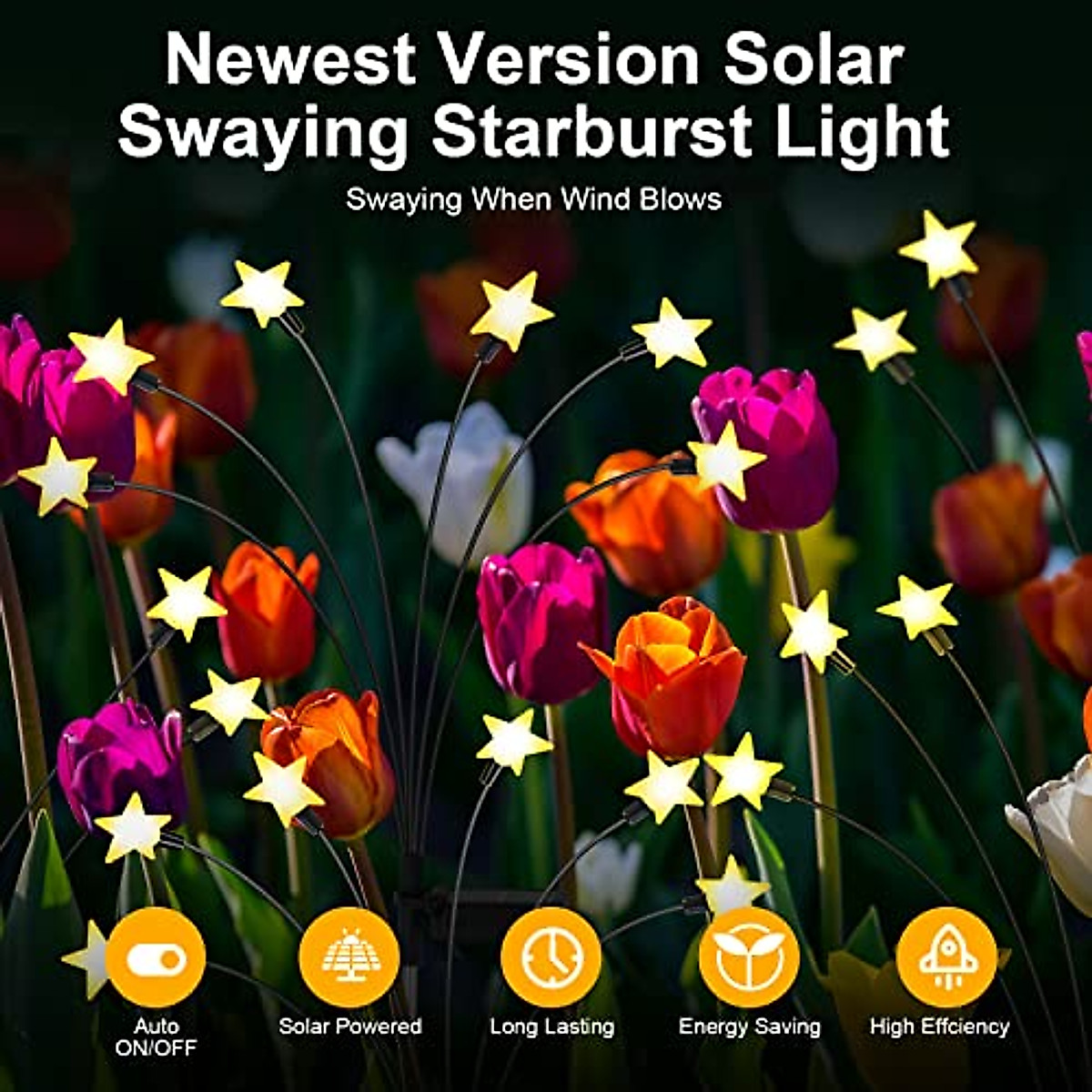 Keevvon Solar Garden Lights - New Upgraded Solar Firefly Swaying Light, Solar Outdoor Lights, High Flexibility Iron Wire Solar Garden Decorative Lights Yard Patio Pathway Decoration, Warm White 2 Pack
