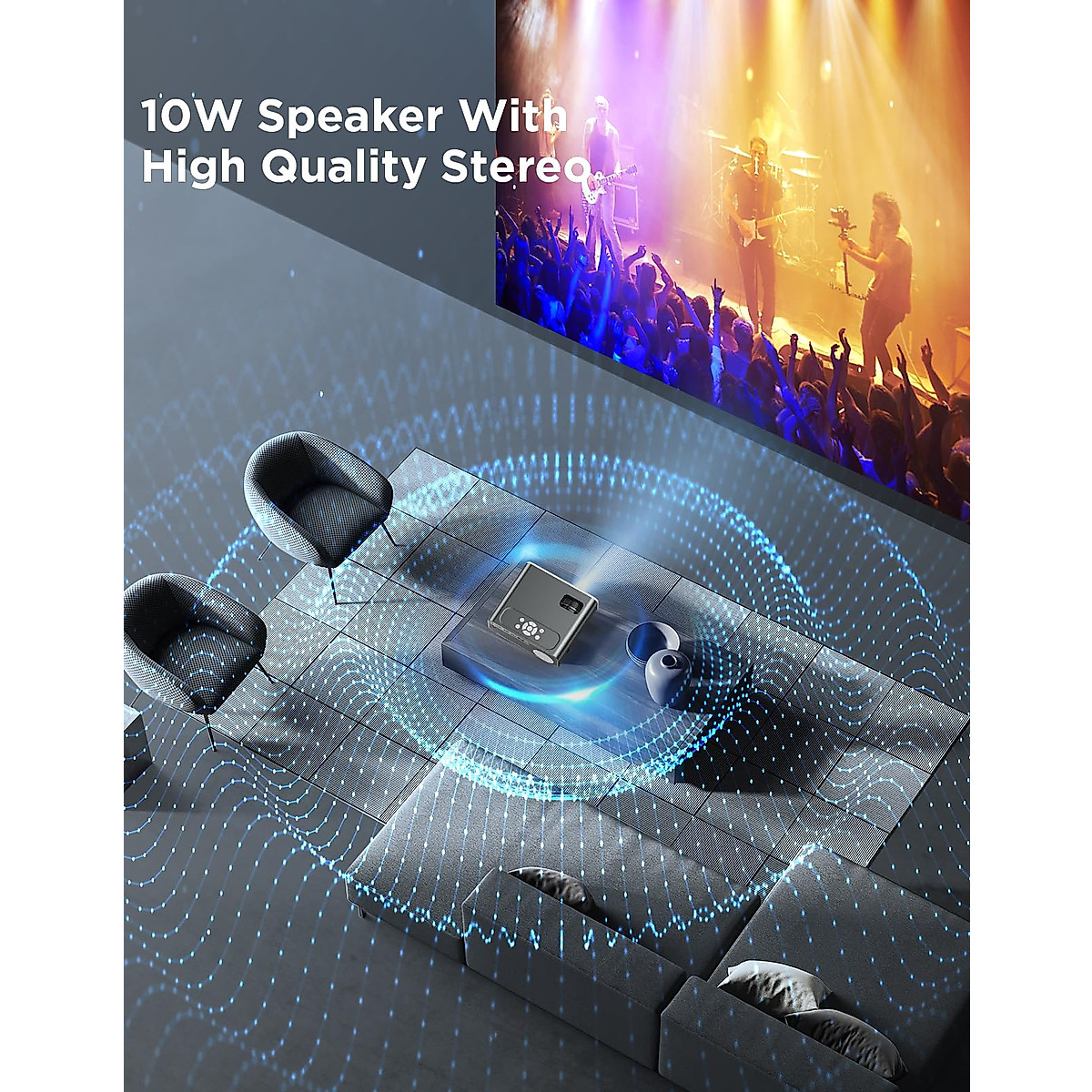 Native 1080P Projector 4K Support, 5G WiFi Bluetooth Portable Projector with Tripod, 11000L Movie Projector, 300" Display Home Projector Compatible with HDMI/TV Stick/iOS/Android/PS5